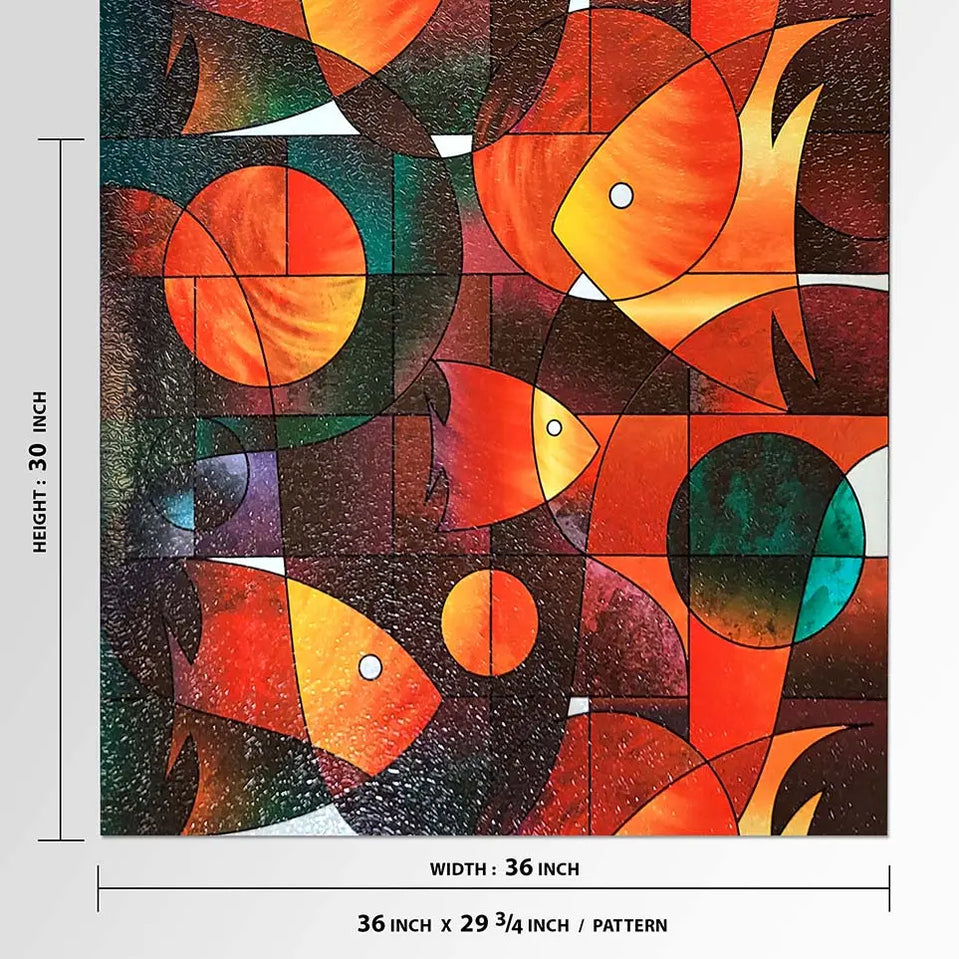 BDF 3FSH Window Film Fish Stained Glass — BDF BuyDecorativeFilm